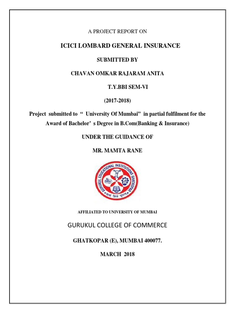 Complete Insurance Icici Lombard Project | PDF | Insurance | Financial ...