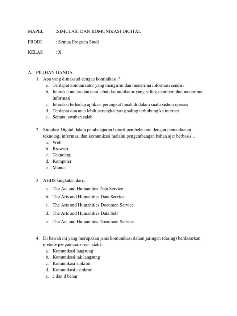 Soal Uas Simdig Semester 1 | PDF
