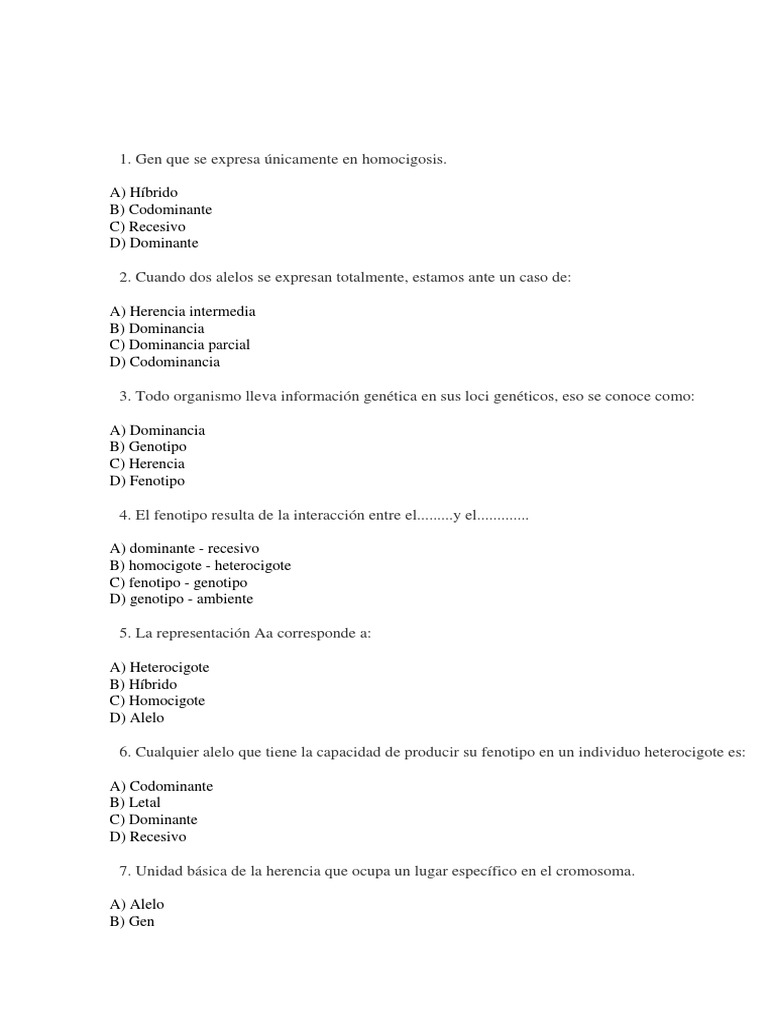 Examen Genetica | PDF