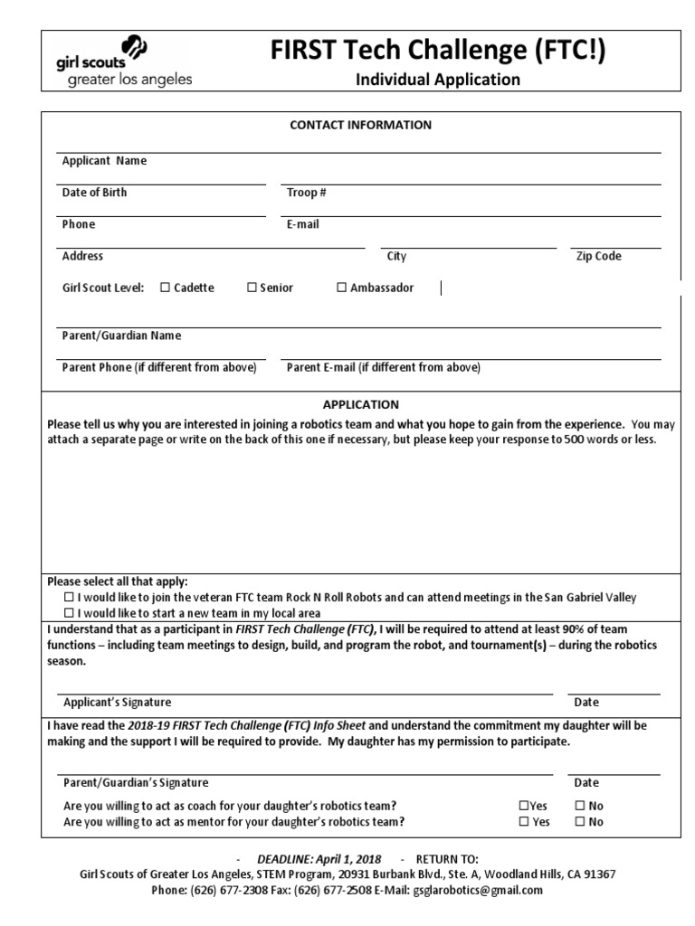 FTC Individual Application 2018-19 | PDF