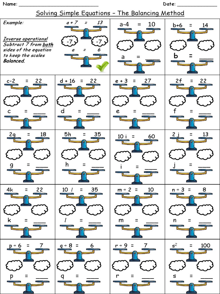 Balancing Method for Simple Equations | PDF