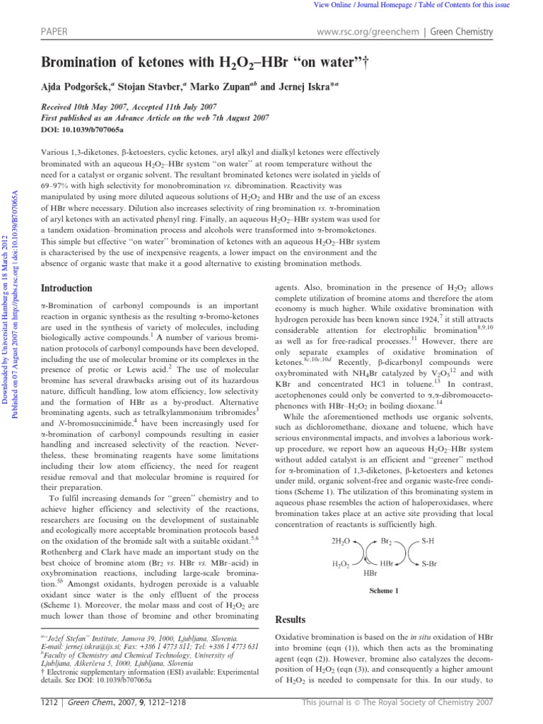 HBr-H2O2 | Hydrogen Peroxide | Ketone