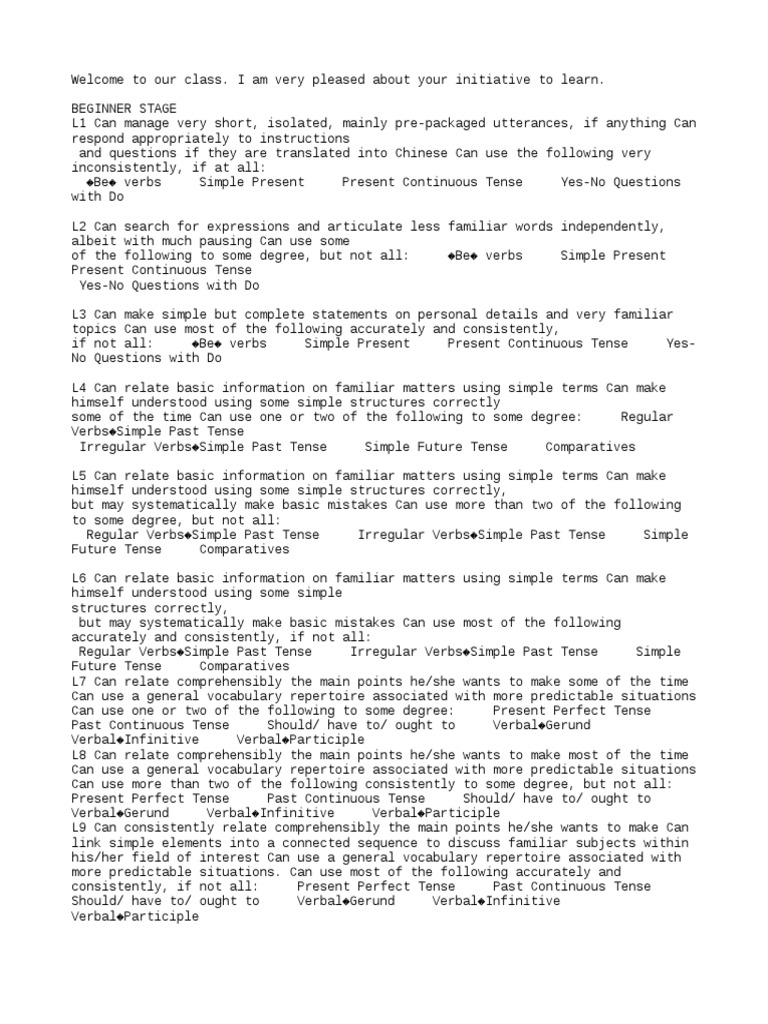 51talk Level | PDF | Grammatical Tense | Perfect (Grammar)