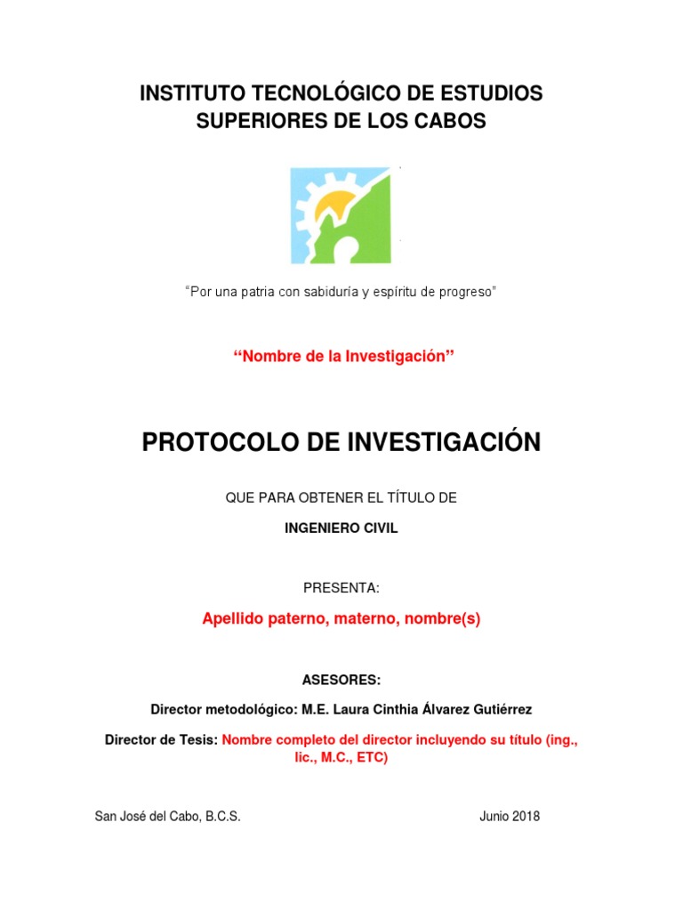 Portada Protocolo de Investigación | PDF