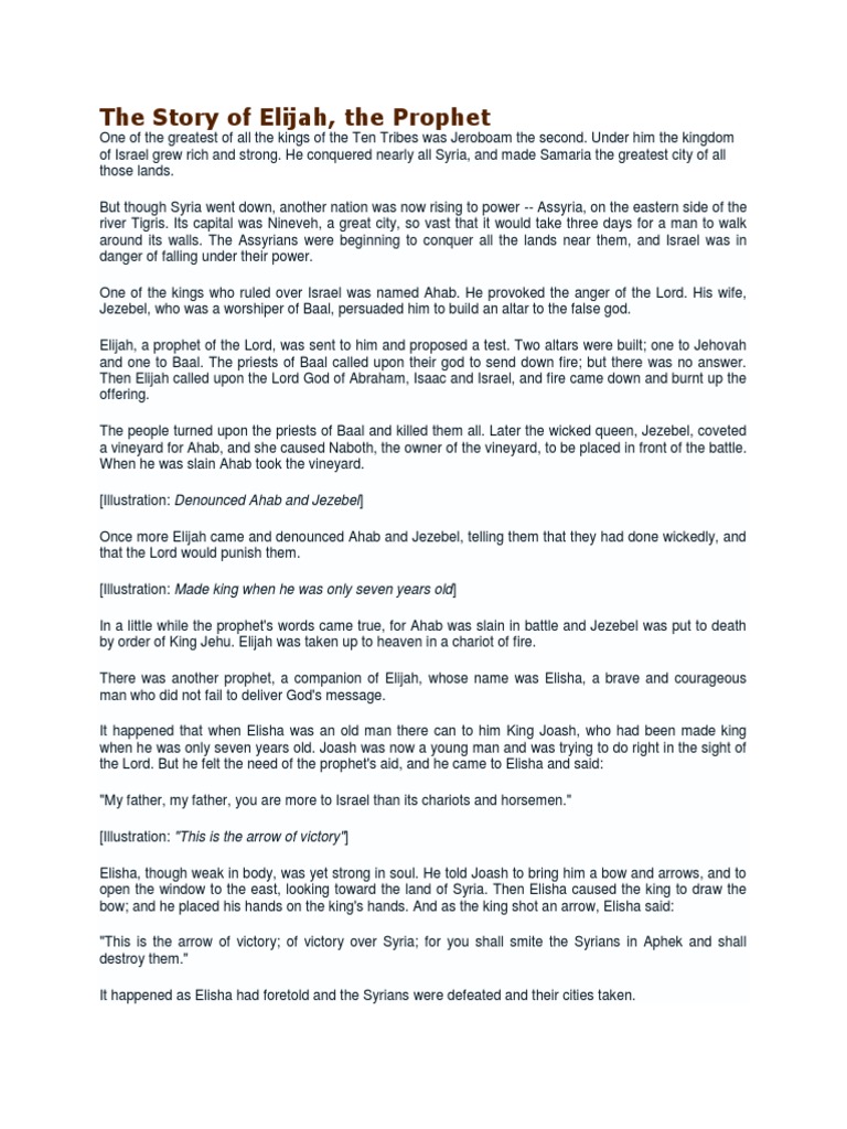 The Story of Elijah | PDF | Hebrew Language Names | Elijah