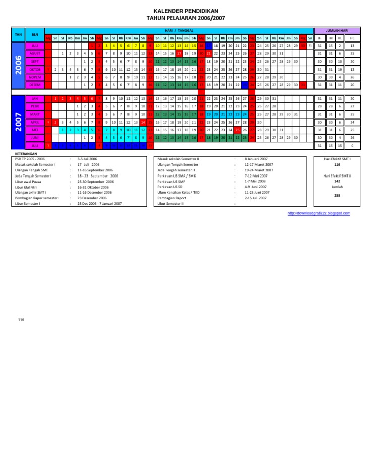 Kalender Pendidikan 2006-2007 | PDF