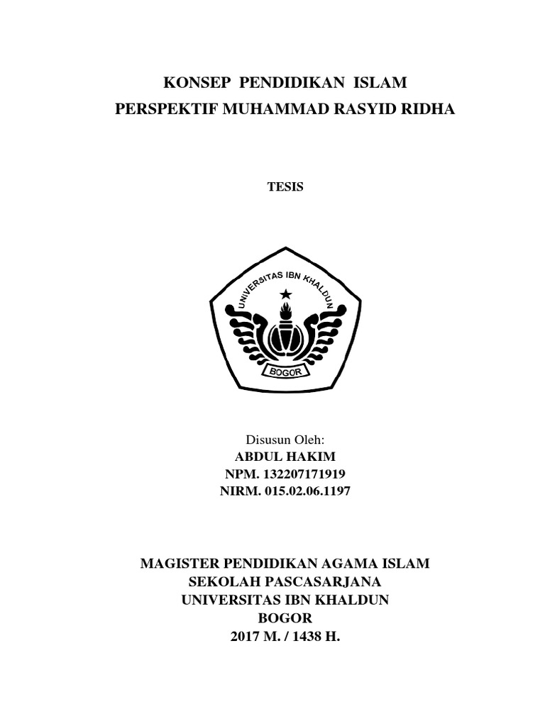 Konsep Pendidikan Islam Perspektif Muhammad Rasyid Ridha | PDF