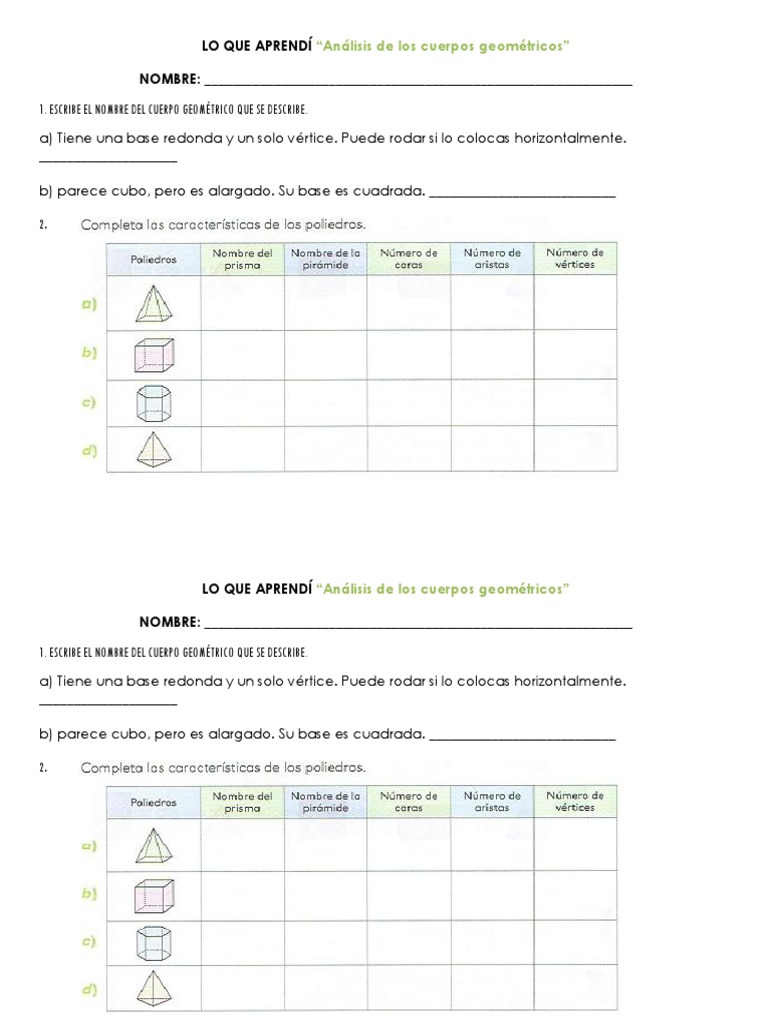 LO QUE APRENDÍ Cuerpos Geometricos | PDF