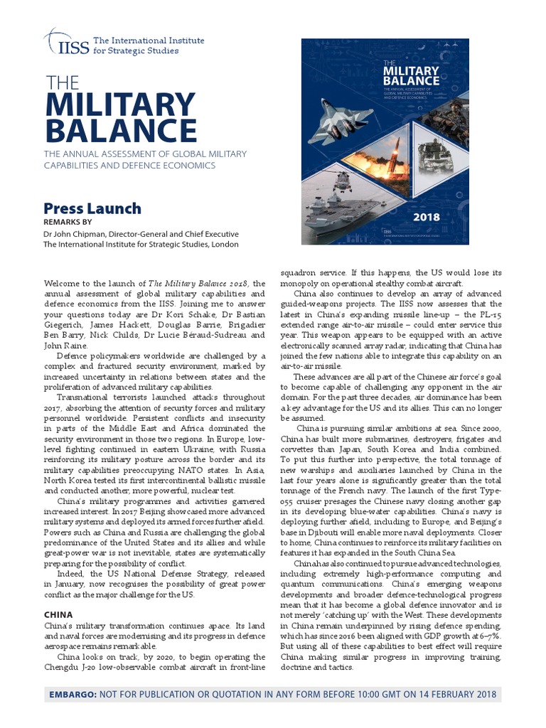 The Military Balance 2018 Press Statement | PDF | Military | Exchange Rate