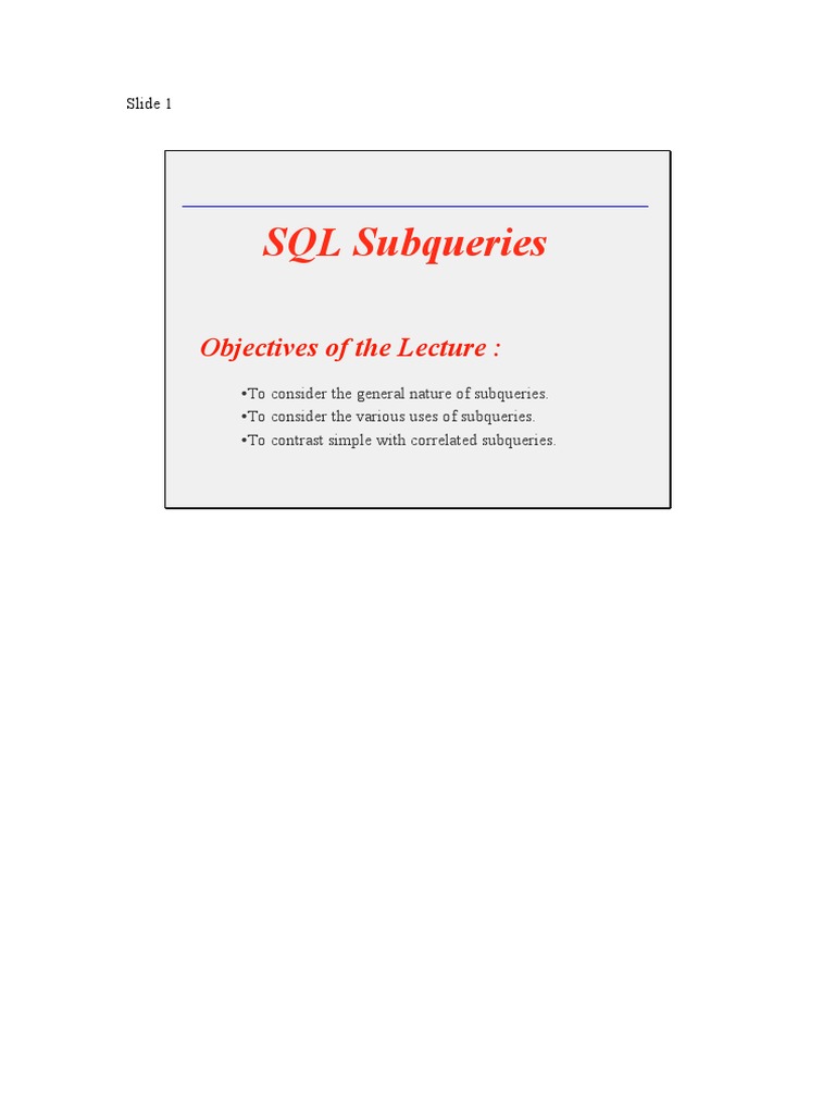 19 SubQueries | PDF | Table (Database) | Information Retrieval