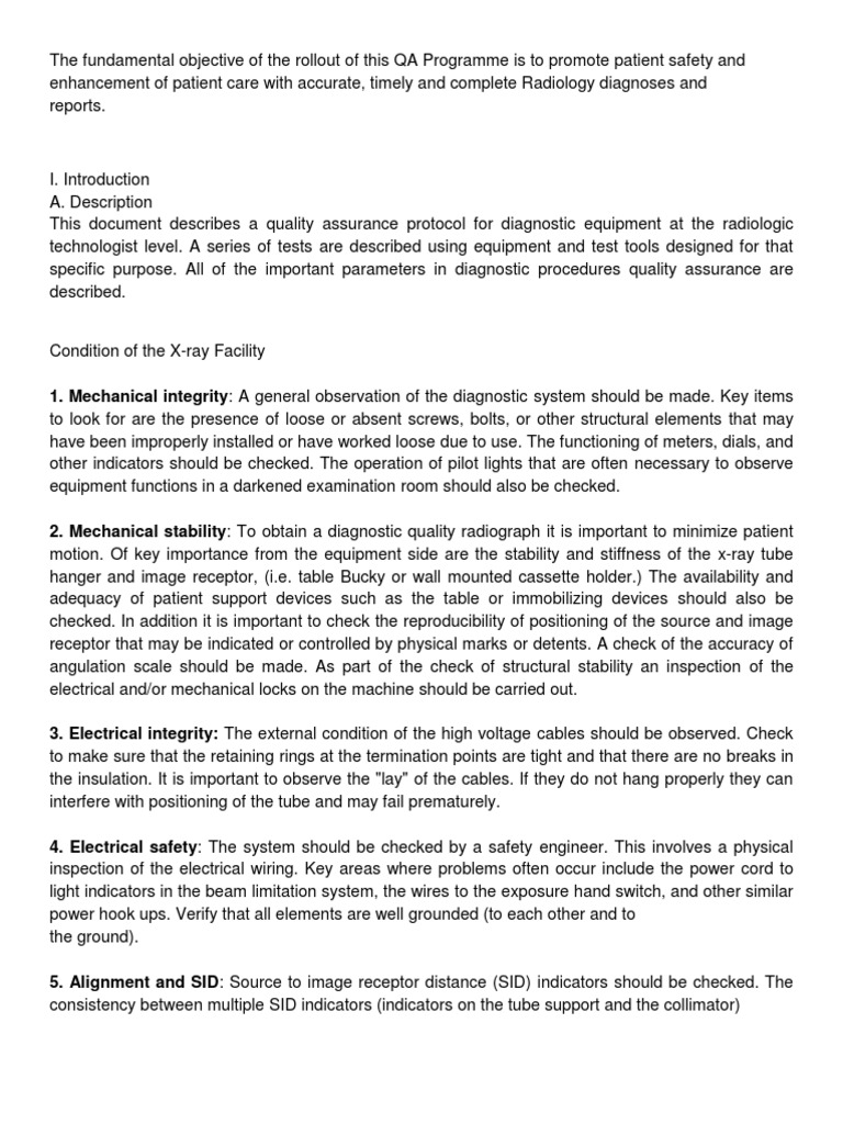 Qa | PDF | Quality Assurance | Radiography