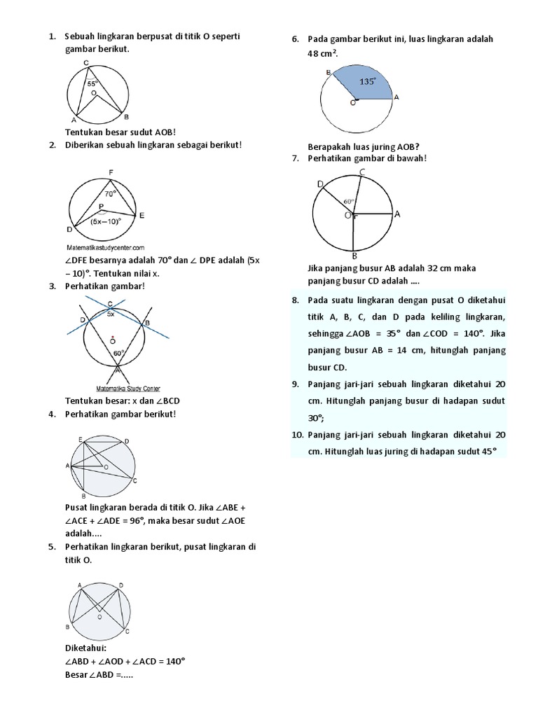 Sudut Lingkaran, Sudut Pusat, Sudut Keliling | PDF | Metode & Bahan Ajar