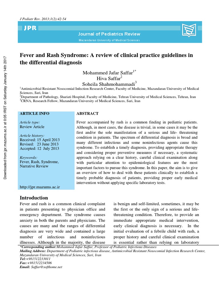 Fever With Rash (Peds) | PDF | Measles | Infection