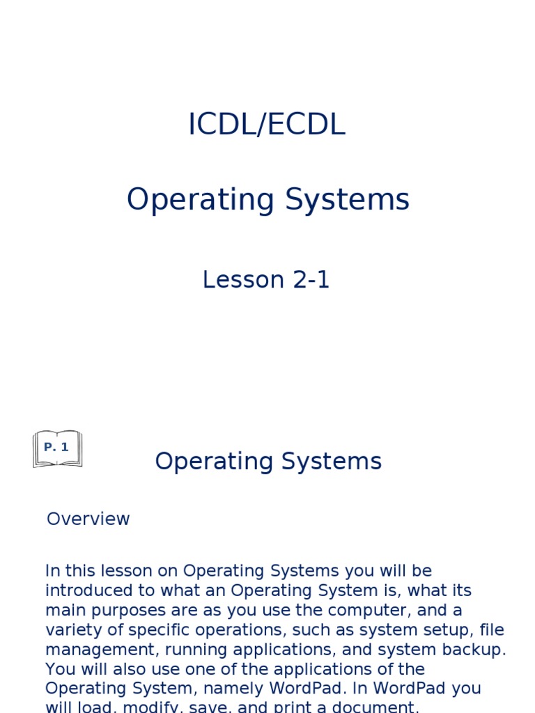 Icdl/Ecdl: Lesson 2-1 | PDF | Menu (Computing) | Icon (Computing)