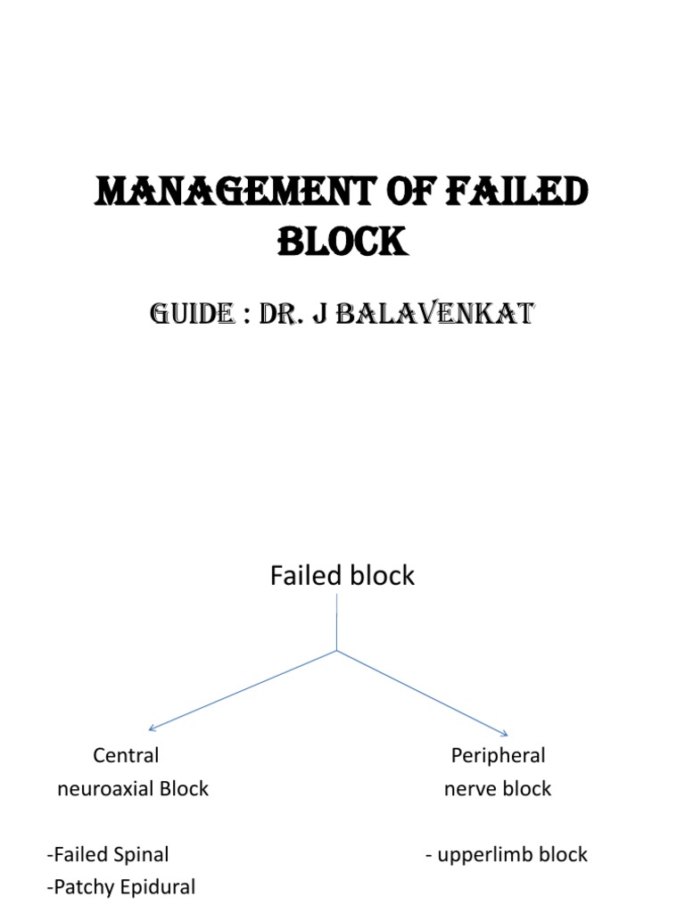 Management of Failed Block - Harsh. | PDF | Anesthesia | Elbow