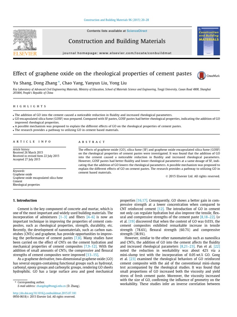 Construction and Building Materials: Yu Shang, Dong Zhang, Chao Yang ...