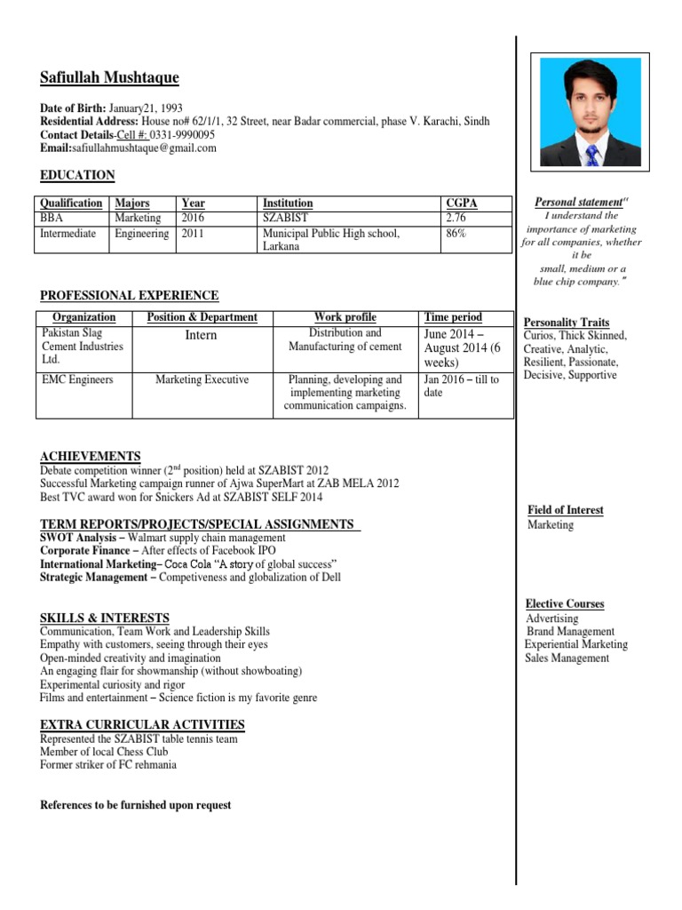 Safiullah CV | PDF | Marketing | Business