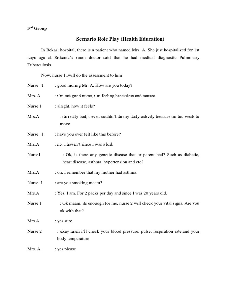 Scenario Role Play (Health Education) : 3 Group | PDF | Health Sciences ...