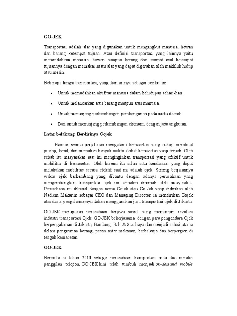 Gojek: Solusi Transportasi Modern Indonesia | PDF | Bisnis