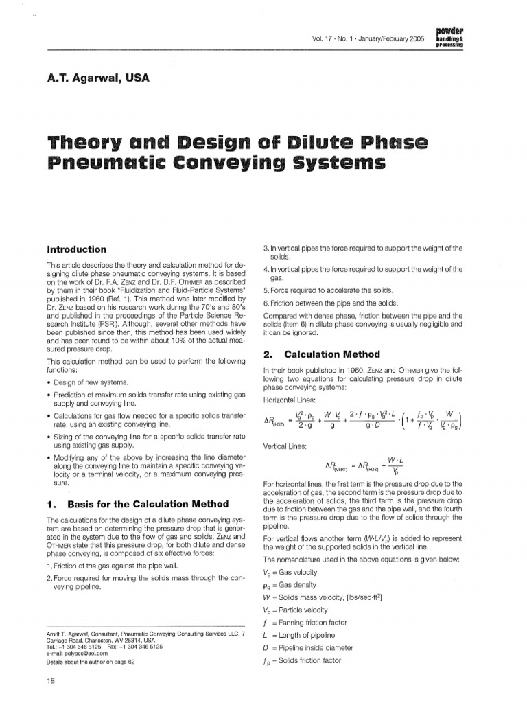 Design of Dilute Phase Conveying PDF | PDF