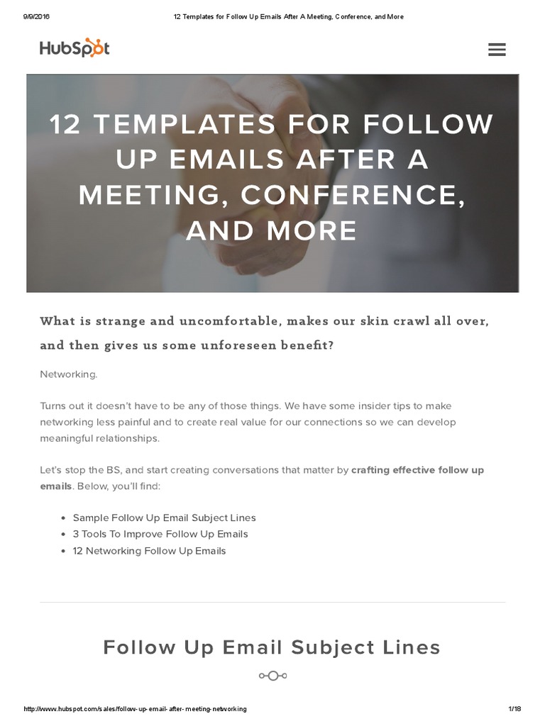12 Templates For Follow Up Emails After A Meeting, Conference, and More ...