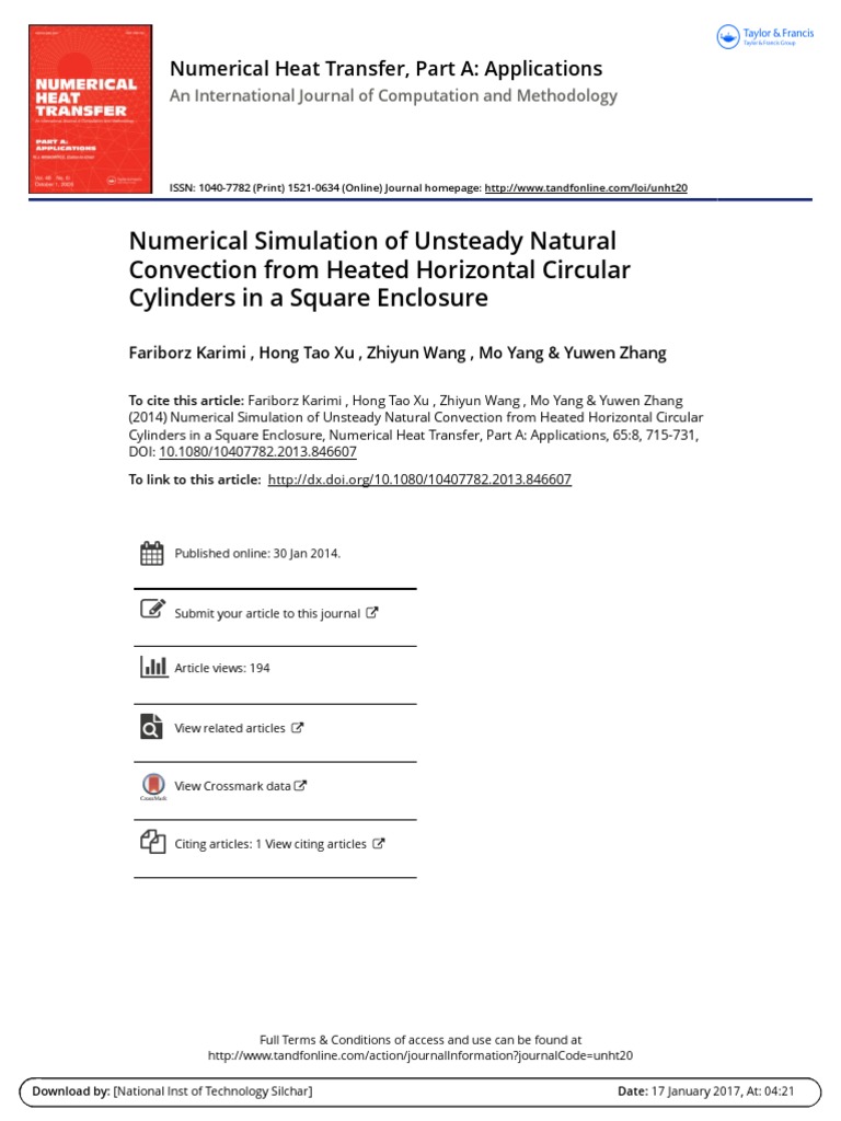 Numerical Simulation of Unsteady Natural Convection From Heated Horizontal Circular Cylinders in ...