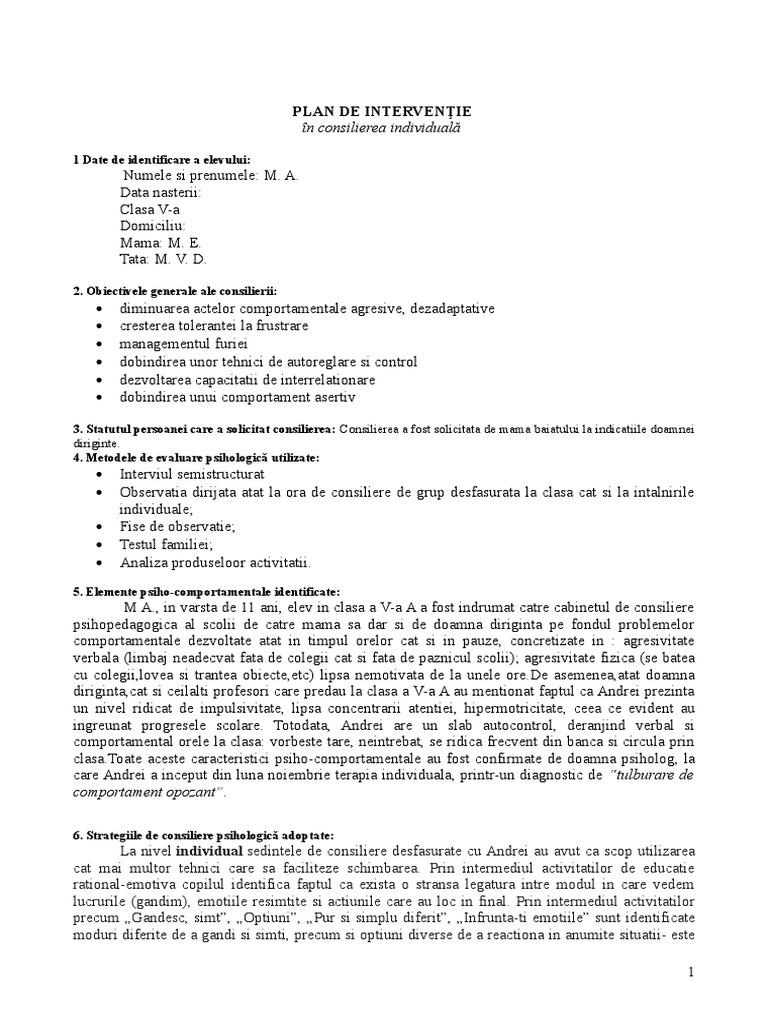 Plan de Interventie | PDF
