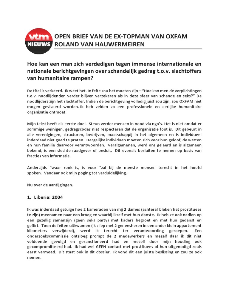 Open Brief Van Roland Van Hauwermeiren | PDF