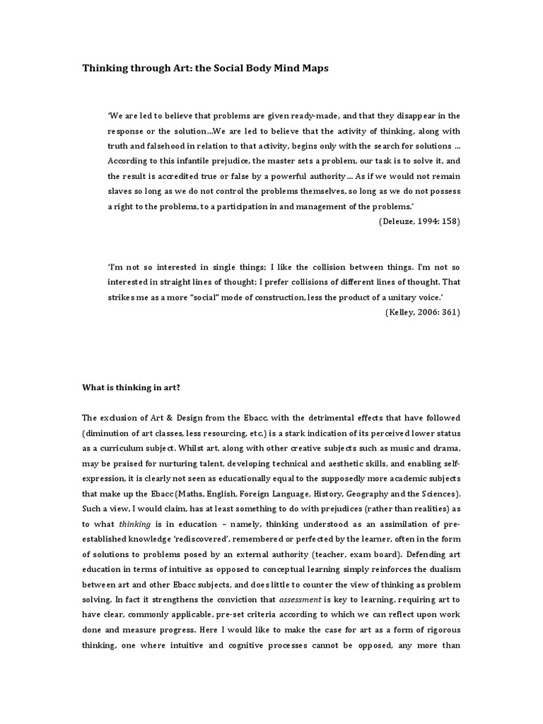 Thinking Through Art: The Social Body Mind Maps | PDF | Thought | Mind