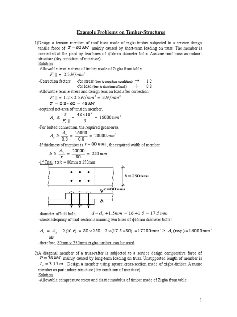 Example Problems On Timber-Structures: MM N F | Download Free PDF ...