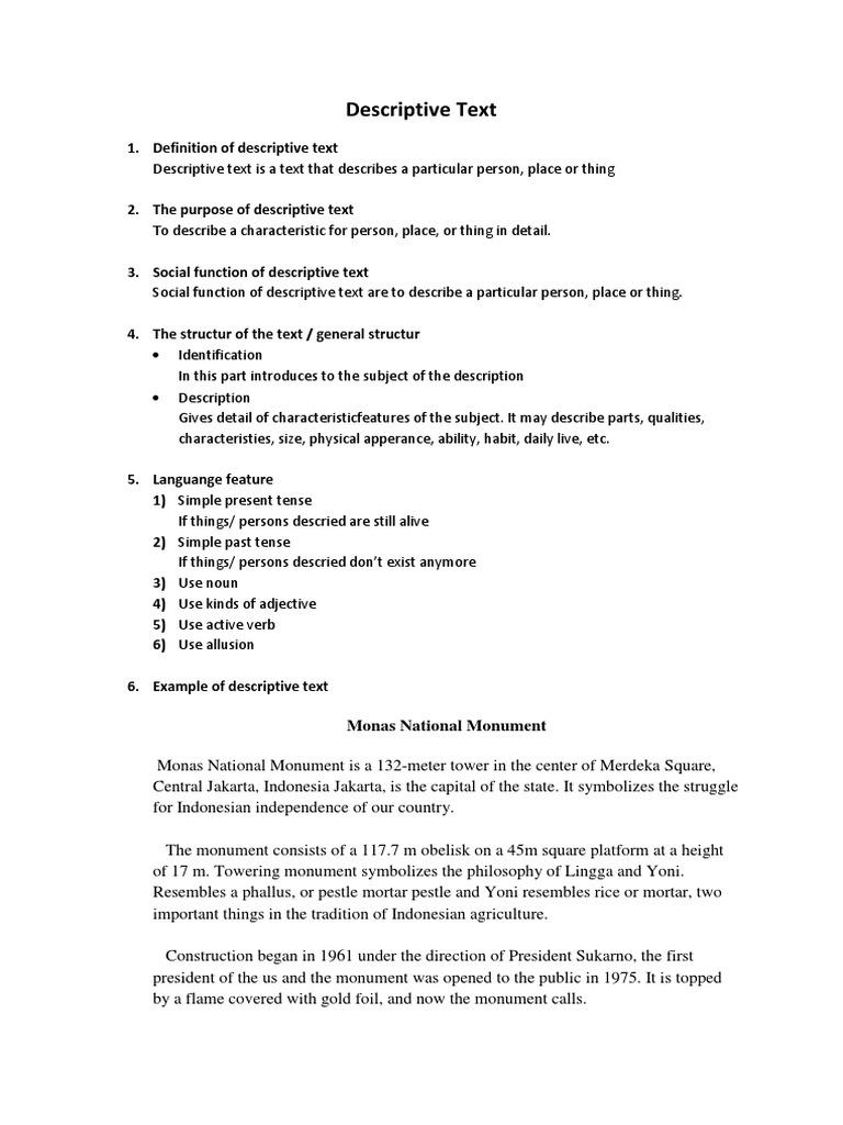 Descriptive Text: Monas National Monument | PDF | Social Science