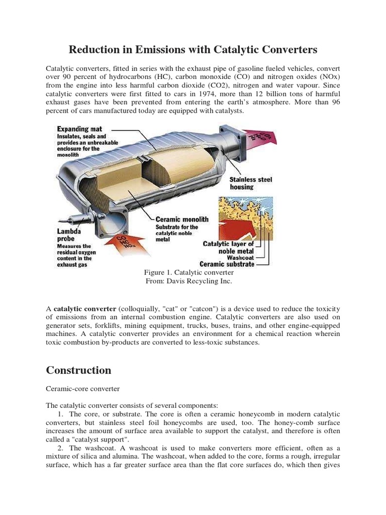 Reduction in Emissions With Catalytic Converters | PDF | Exhaust Gas ...
