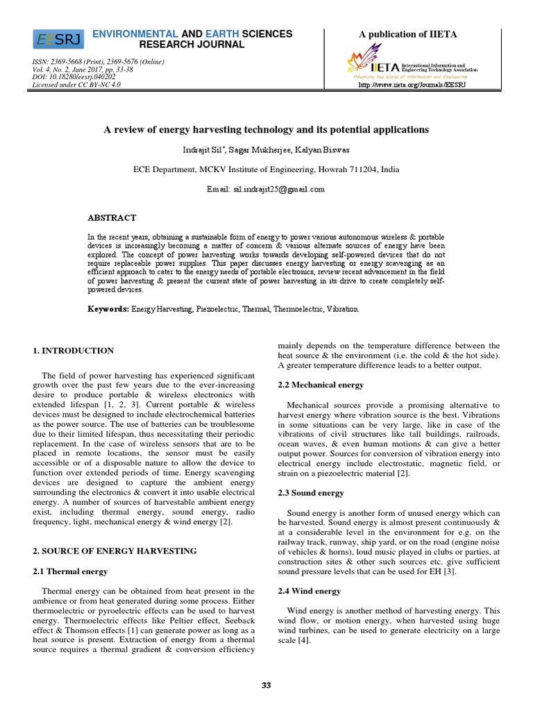 A Review of Energy Harvesting Technology and Its Potential Applications ...