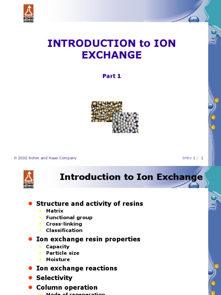 Introduction To Ion Exchange | PDF | Ion Exchange | Ionic Bonding
