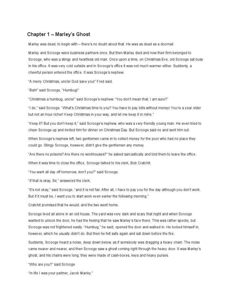 Chapter 1 - Marley's Ghost | PDF | Ebenezer Scrooge | Tiny Tim (A ...