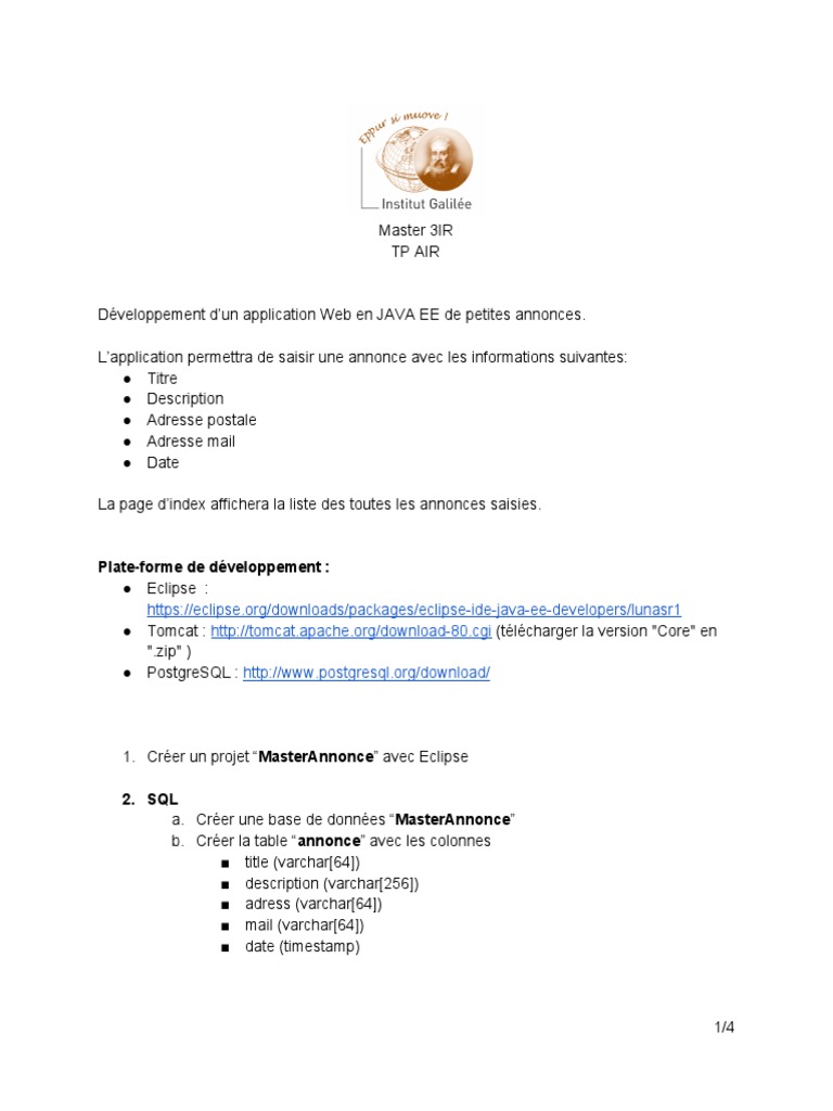 Air TP2 | PDF | JavaServer Pages | Java (Langage de programmation)