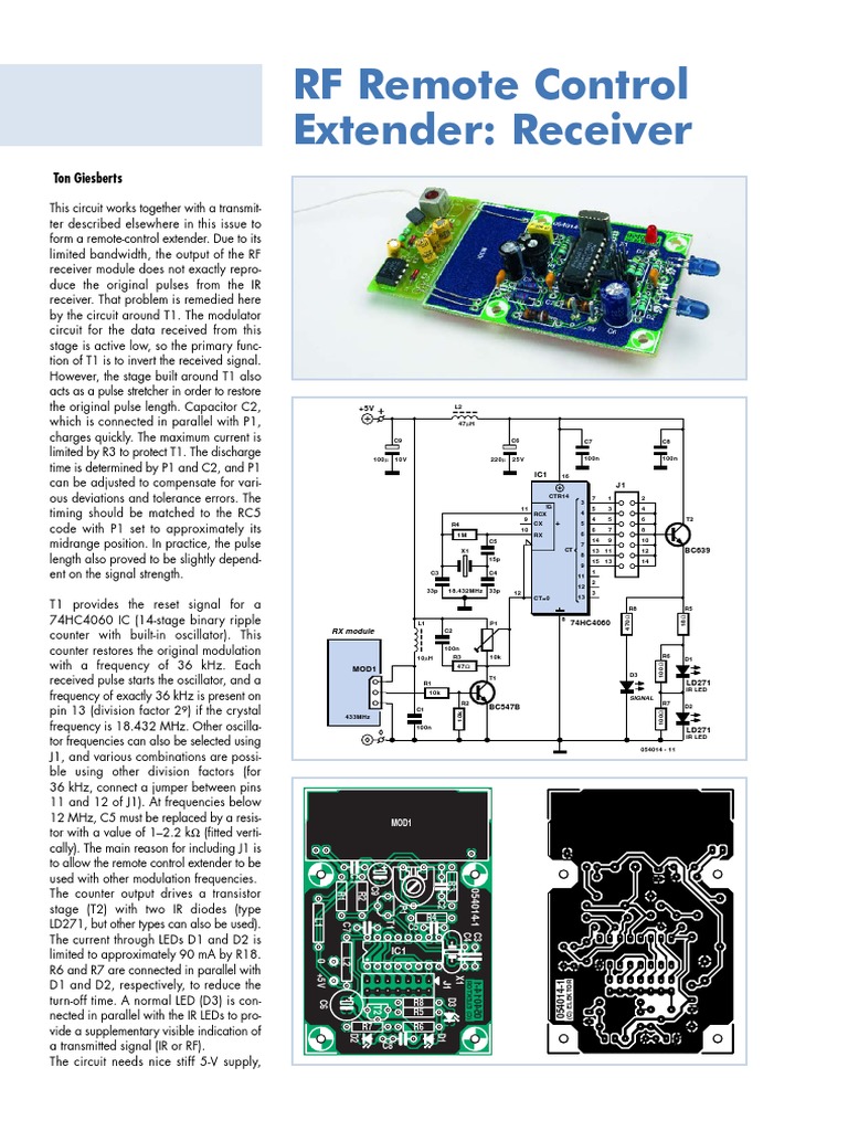 RF Remote Control Extender: Receiver: Ton Giesberts | PDF | Electrical ...