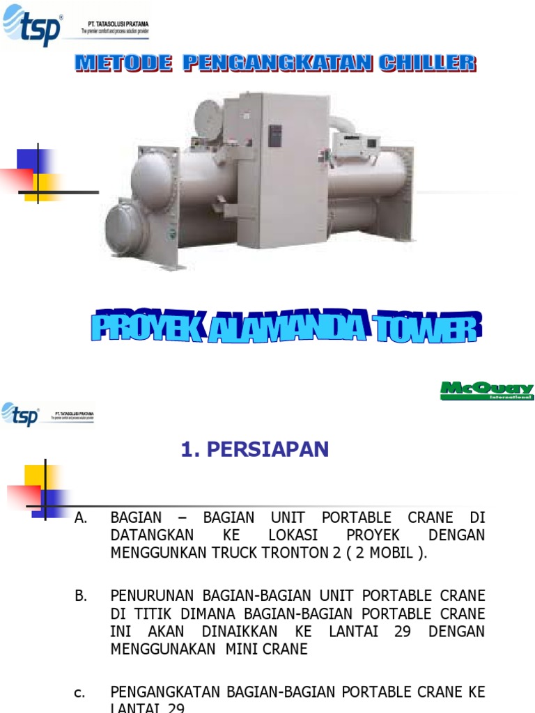Metode Lifting Chiller Alamanda Tower | PDF