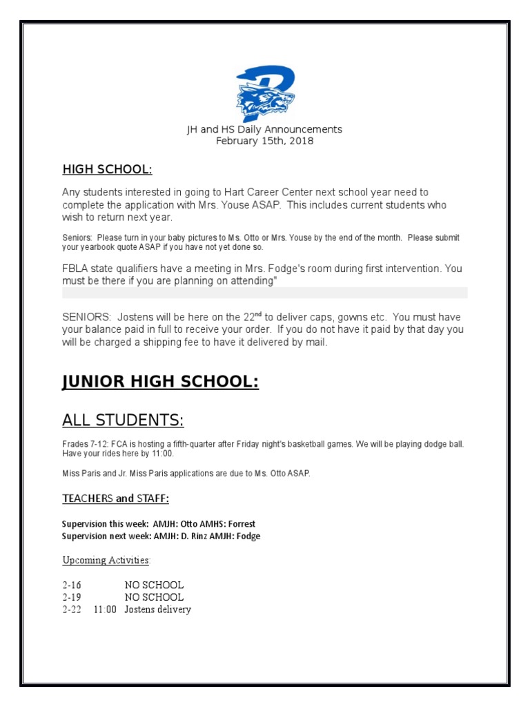 Junior High School:: All Students | PDF