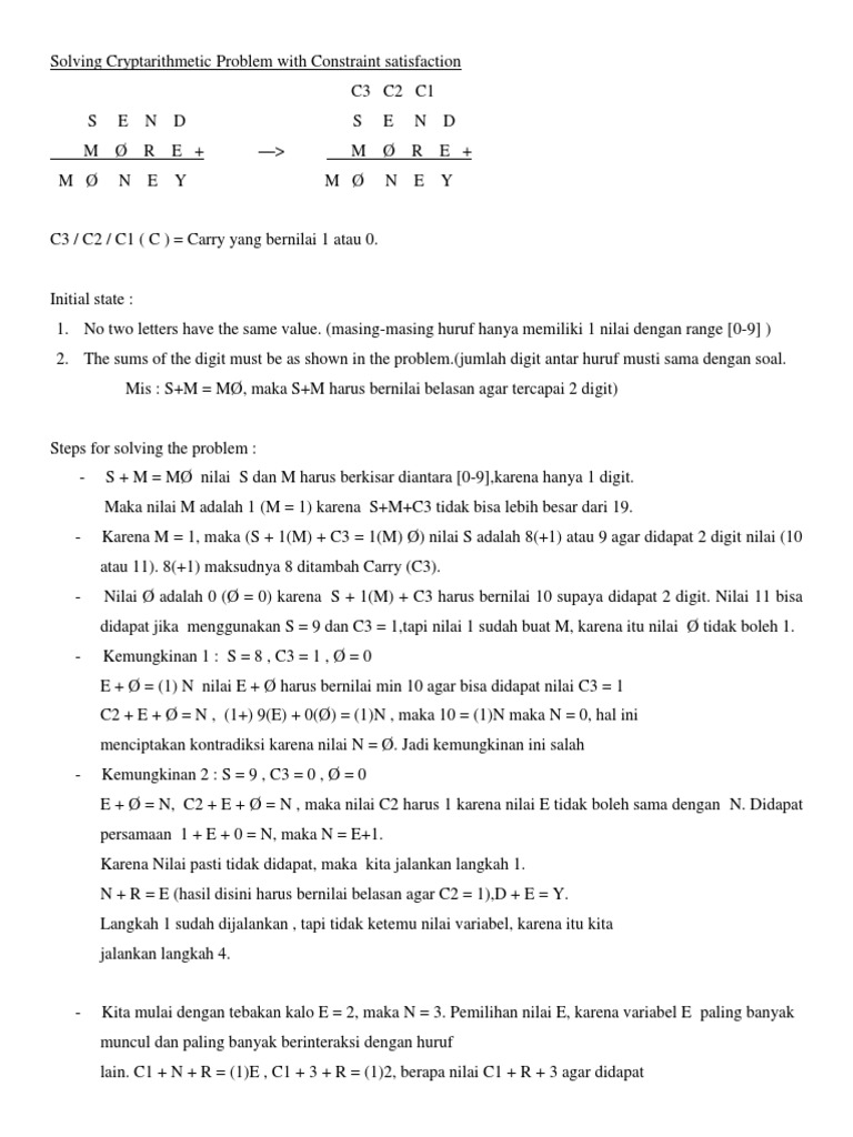 Latuts Solving Cryptarithmetic Problem With Constraint Satisfaction Pdf