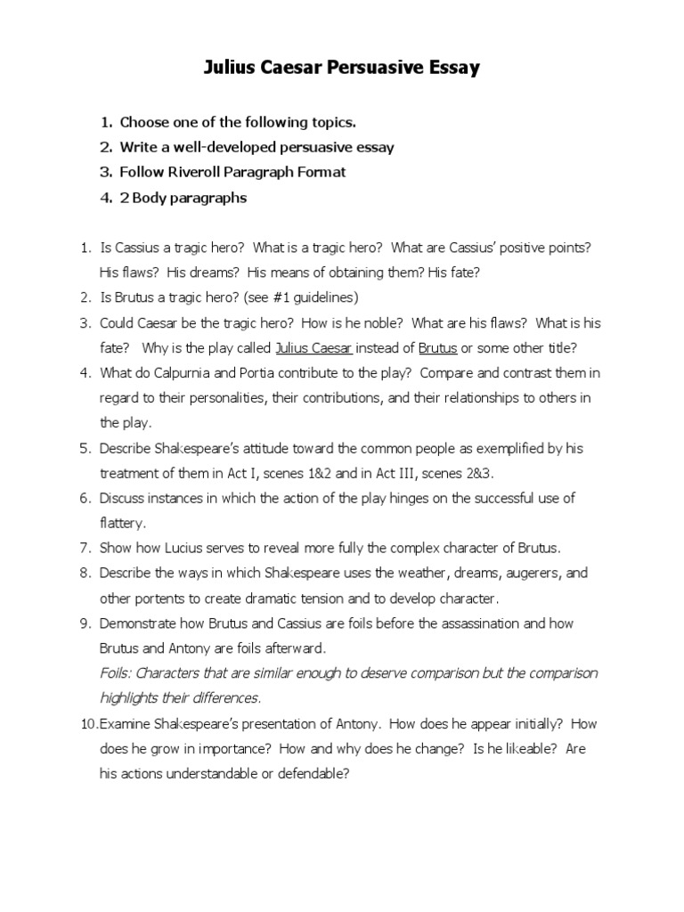 Julius Caesar Persuasive Essay | PDF | Julius Caesar