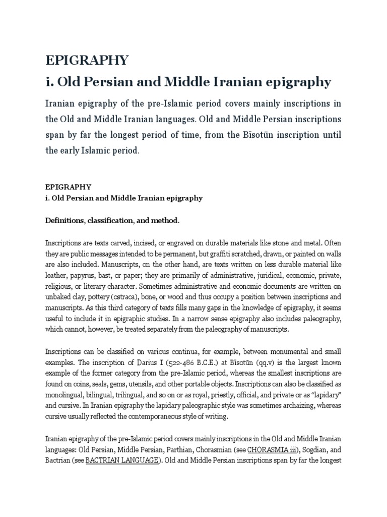 Pre-Islamic Iranian Epigraphy | PDF | Cyrus The Great | Europe Travel