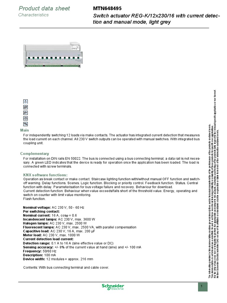 Switch Actuator REG-K/12x230/16 With Current Detec-Tion and Manual Mode ...