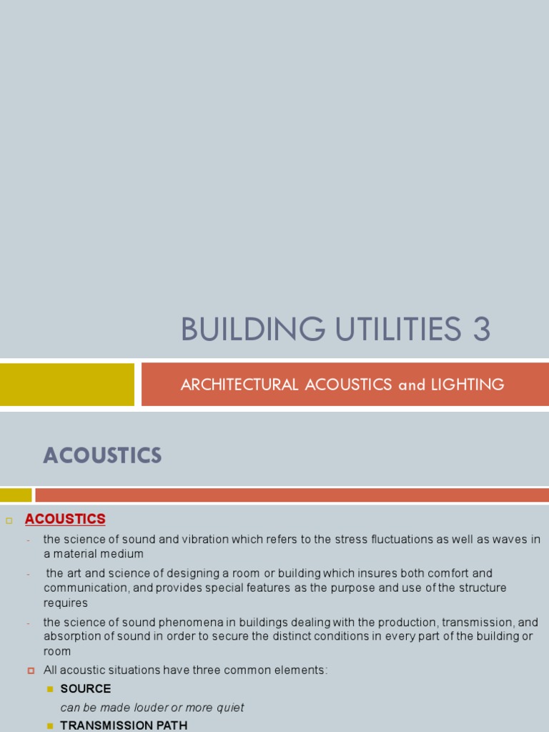 Building Utilities 3 Architectural Acous PDF | PDF | Acoustics | Sound