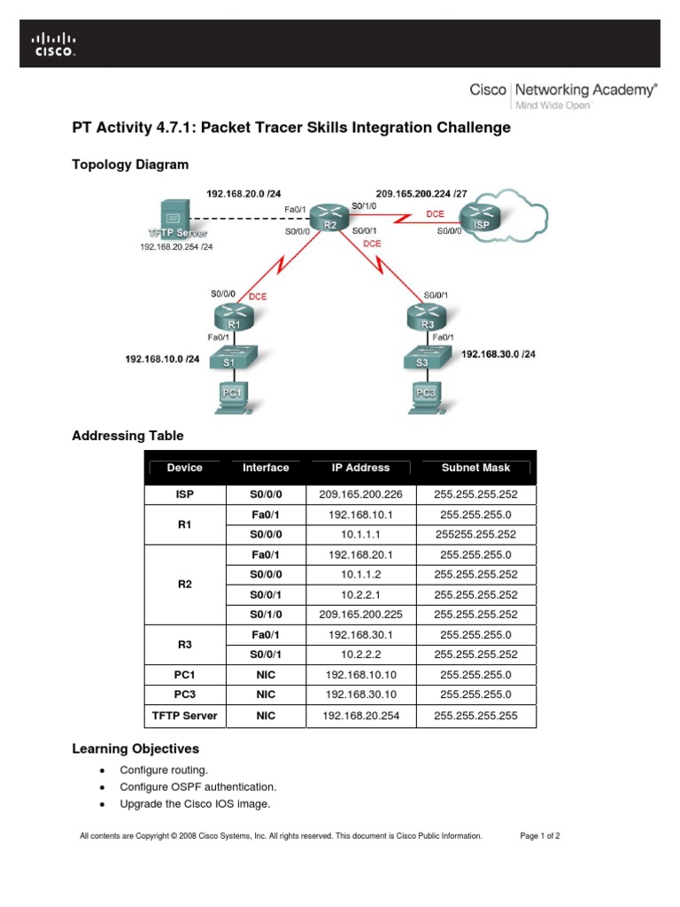 E4 PTAct 4 7 1 | PDF | Routing | Router (Computing)