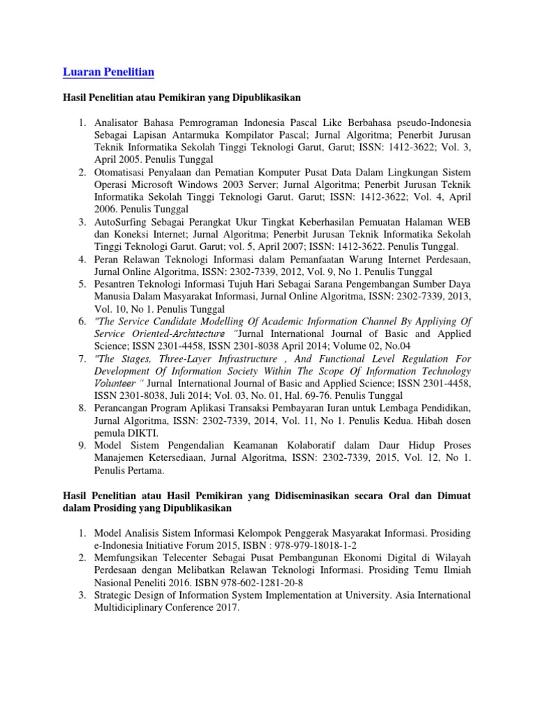 Luaran Penelitian | PDF | Karier & Perkembangan | Seni