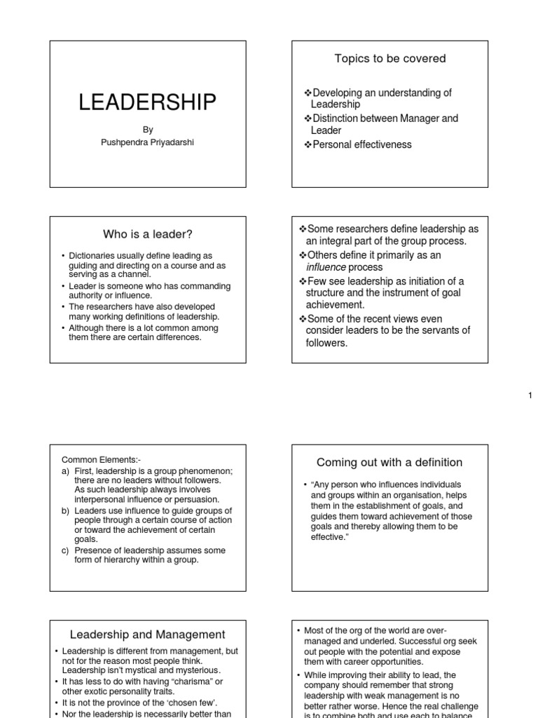 Leadership: Topics To Be Covered | PDF | Trust (Emotion) | Leadership