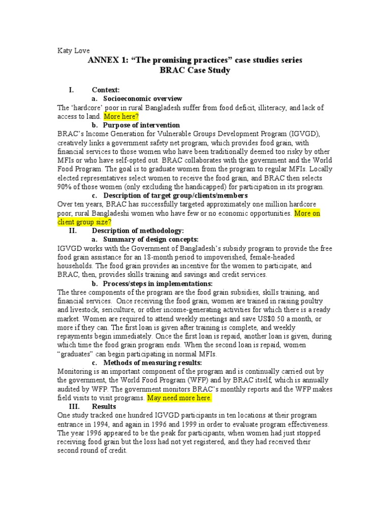 BRAC Case Study | PDF | Microfinance | Poverty