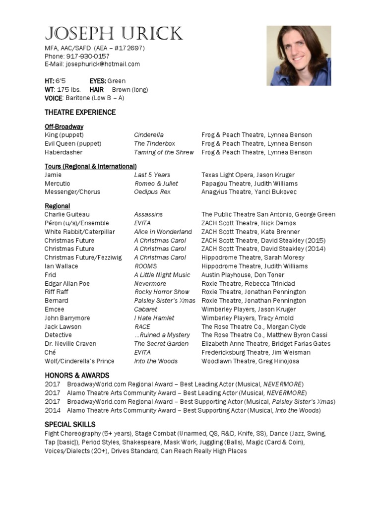 Joseph Urick: Theatre Experience | Download Free PDF | Theatre ...