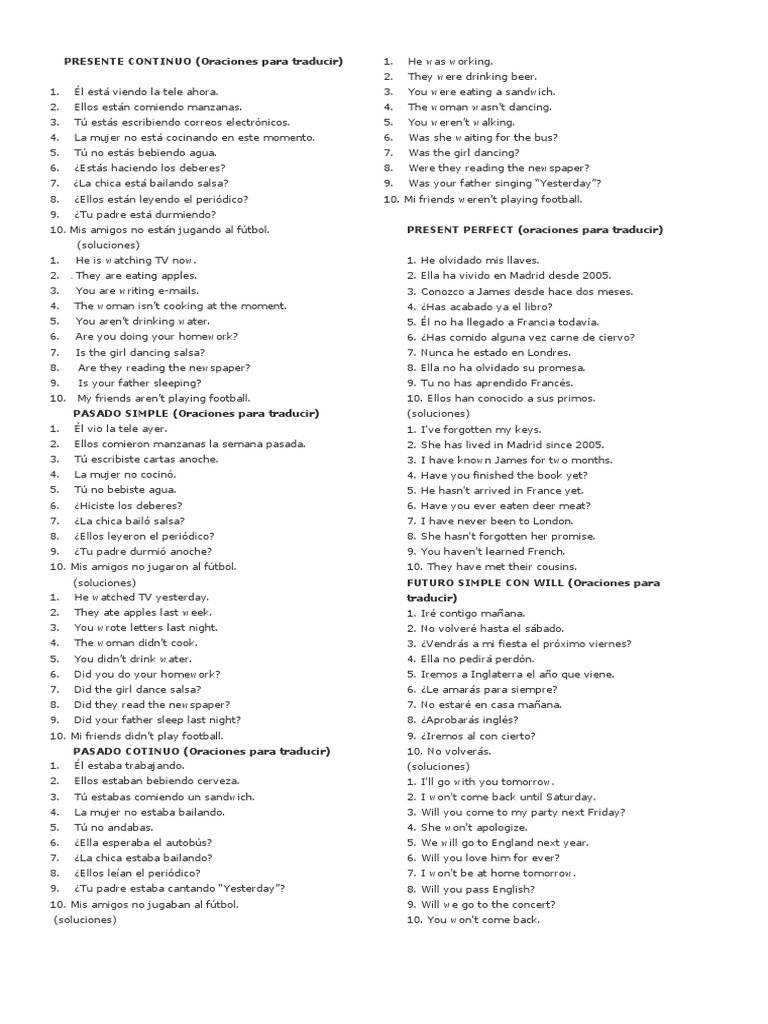 Frases para traducir al inglés | PDF | Entretenimiento (general)